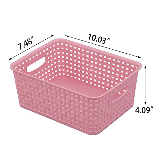 Waikhomes 6-Pack Plastic Weave Baskets, Desktop Pantry Organizer Basket Bins