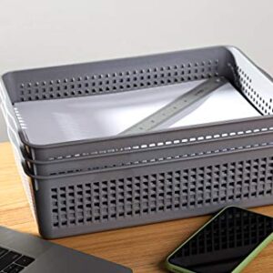 Eslite Plastic Organizing Baskets/Storage Tray Baskets,6-Pack,Gray