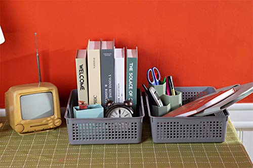 Eslite Plastic Organizing Baskets/Storage Tray Baskets,6-Pack,Gray