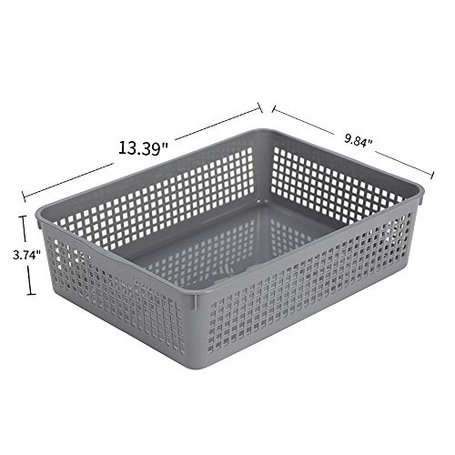 Eslite Plastic Organizing Baskets/Storage Tray Baskets,6-Pack,Gray