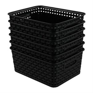 cadineus 6-pack black woven plastic storage baskets organizing bins