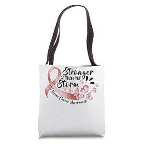 zqxp butterfly peach ribbon uterine cancer awareness tote bag