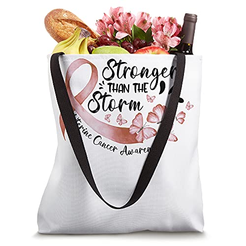 ZqxP Butterfly Peach Ribbon Uterine Cancer Awareness Tote Bag