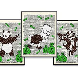 Bart Simpson Poster - 8x10 Set - Banksy Wall Art - Graffiti Wall Art of Louis Vuitton - LV Wall Decor - Money Decorations Wall Decor - Urban Wall Decor - Funny Street Art Mural for Alec Monopoly Fans