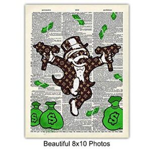 Bart Simpson Poster - 8x10 Set - Banksy Wall Art - Graffiti Wall Art of Louis Vuitton - LV Wall Decor - Money Decorations Wall Decor - Urban Wall Decor - Funny Street Art Mural for Alec Monopoly Fans