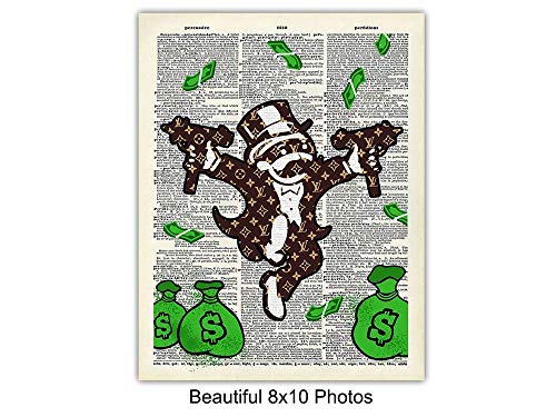 Bart Simpson Poster - 8x10 Set - Banksy Wall Art - Graffiti Wall Art of Louis Vuitton - LV Wall Decor - Money Decorations Wall Decor - Urban Wall Decor - Funny Street Art Mural for Alec Monopoly Fans