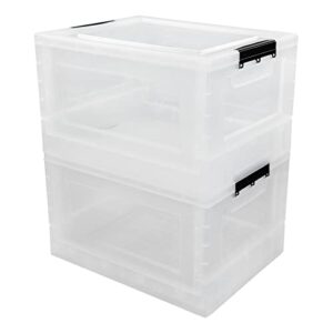 kiddream collapsible storage boxes, plastic folding storage bin set of 2, 30 liter