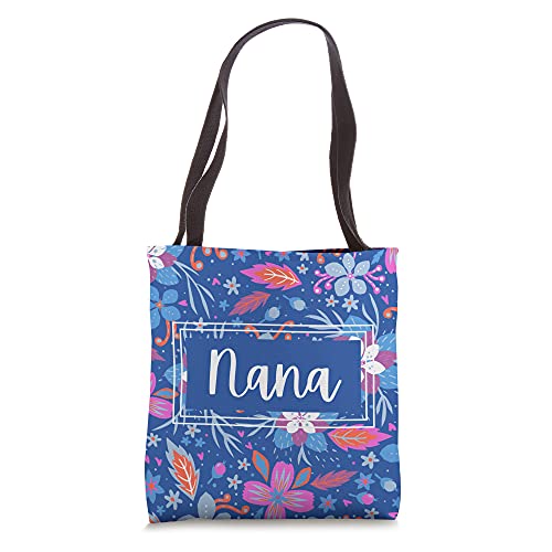 Nana in Floral Mother's Day Personalized for Grandma Nana Tote Bag