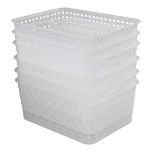 Idomy 6-Pack Plastic Storage Baskets, Clear