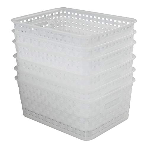 Idomy 6-Pack Plastic Storage Baskets, Clear