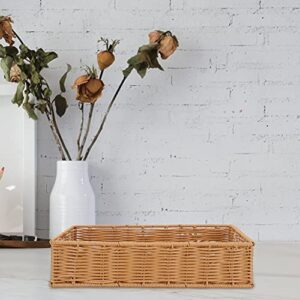 Cabilock Water Hyacinth Storage Baskets Rectangular Wicker Baskets Braided Weave Pantry Basket with Built- in Handles Rustic Woven Basket for Organizing 37 27 8cm