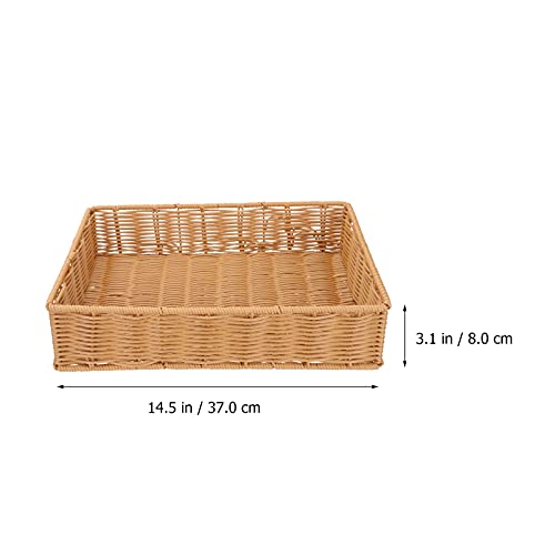 Cabilock Water Hyacinth Storage Baskets Rectangular Wicker Baskets Braided Weave Pantry Basket with Built- in Handles Rustic Woven Basket for Organizing 37 27 8cm