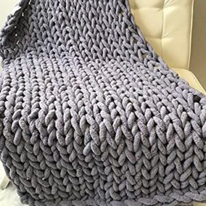 Chunky Knit Throw Blanket, Warm Large Soft Chenille for Couch Bedroom Decor, Giant Chunky Yarn Throw Blankets Hand-Made, Machine Washable