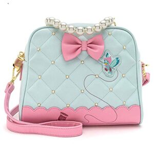 loungefly x disney cinderella 70th anniversary pearl handle crossbody bag (one size, blue/pink)