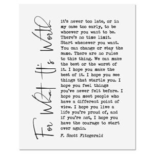 for what it’s worth art print f. scott fitzgerald quote inspirational print inspirational gift scripture wall decor unframed 8x10inch