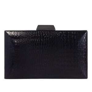 jnb women’s merallic material hard case evening party clutch,black