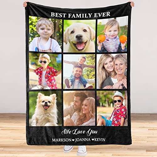 DIYKST Custom Blankets Couples Gifts with Photos Text Collage Made in USA, Personalized Picture Blanket Customized I Love You Birthday Gift for Wife Husband Girlfriend Boyfriend