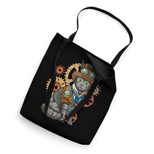 Steampunk Cat Mechanical Gears Fantasy Industrial Goth Tote Bag