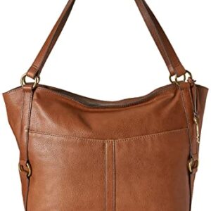 Fossil Women's Sam Leather Shopper Tote Purse Handbag, Brown