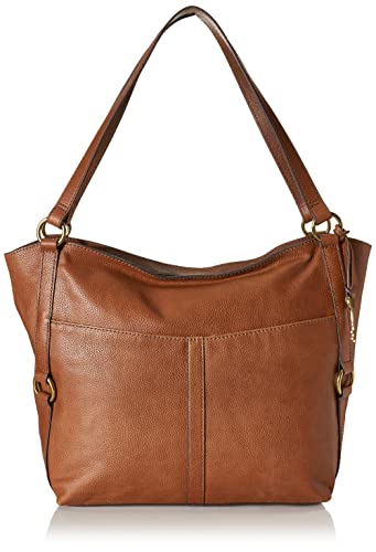 Fossil Women's Sam Leather Shopper Tote Purse Handbag, Brown