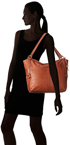 Fossil Women's Sam Leather Shopper Tote Purse Handbag, Brown