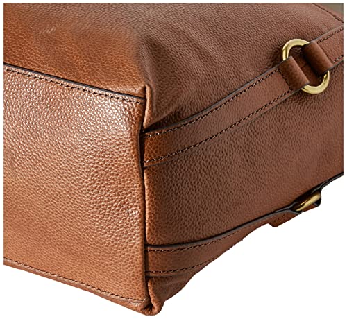 Fossil Women's Sam Leather Shopper Tote Purse Handbag, Brown