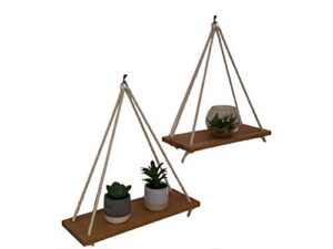 addikts hanging shelves – set of 2 floating wooden shelves – natural oak triangle shelf – indoor plant shelf – unique wall décor for bedroom, bathroom or kitchen – minimalist and modern design