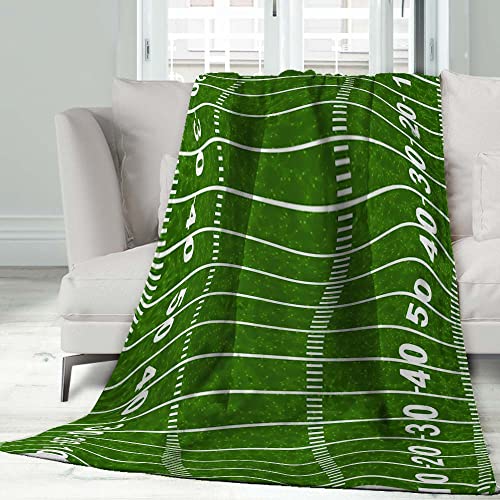 Jreergy Flannel Fleece Blanket - American Football Field Green Throw Blanket for Bedroom Couch Travelling,Comfortable All Season Air Conditioning Blanket for Adult Chidern