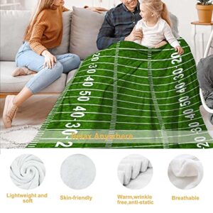 Jreergy Flannel Fleece Blanket - American Football Field Green Throw Blanket for Bedroom Couch Travelling,Comfortable All Season Air Conditioning Blanket for Adult Chidern