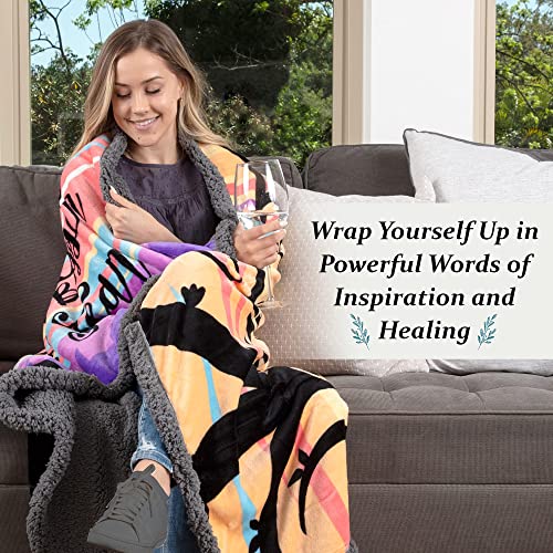 OBSI Inspirational Healing Blanket with Proverbs Scripture - Get Well Soon Gifts for Women | Christian Gifts for Women | Religious Gifts for Women - Colorful Sympathy Blanket