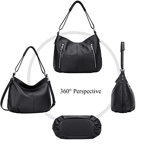 CHERISH KISS Women’s purses and handbags Genuine Leather Hobo Bag for Ladies shoulder Cross Body Bags(K22 Black-1)