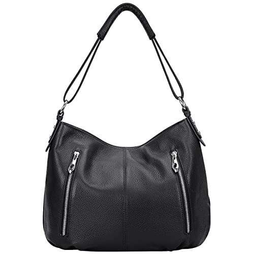 CHERISH KISS Women’s purses and handbags Genuine Leather Hobo Bag for Ladies shoulder Cross Body Bags(K22 Black-1)