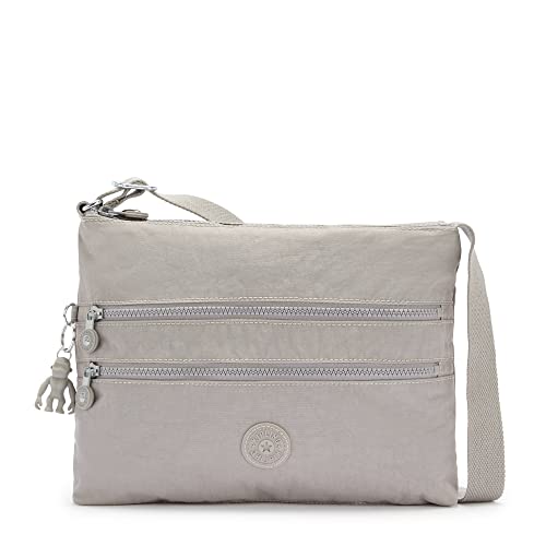 Kipling womens WomenÂ’s Alvar Bag, Super Light, Durable Messenger Bag, Nylon Shoulder Crossbody Bag, Grey Gris, Medium US