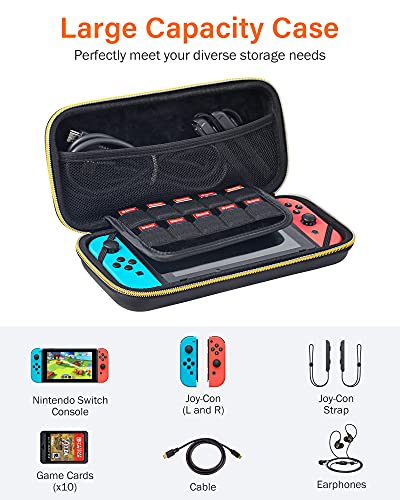 Davlon Carrying Case for Switch/Switch OLED, Portable Switch Travel Case with Handle and 10 Game Card Slots, Hard Shell Protective Case Compatible with Switch Console and Accessories