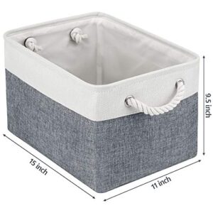 WISELIFE Storage Basket Bins [3-Pack] - Large Collapsible Storage Cubes Organizer for Shelf Closet Bedroom, Perfect Storage Box with Handles（Grey Patchwork, 15" x 11" x 9.5"）