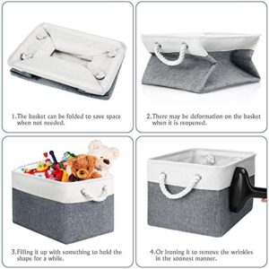 WISELIFE Storage Basket Bins [3-Pack] - Large Collapsible Storage Cubes Organizer for Shelf Closet Bedroom, Perfect Storage Box with Handles（Grey Patchwork, 15" x 11" x 9.5"）