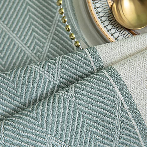 Neelvin Rectangle Square Tablecloths Knitted Embroidery Textured Tassel Cotton Linen Decorative Oblong Table Cover for Kitchen Dining Room Picnic (55x118 Inch,Green)