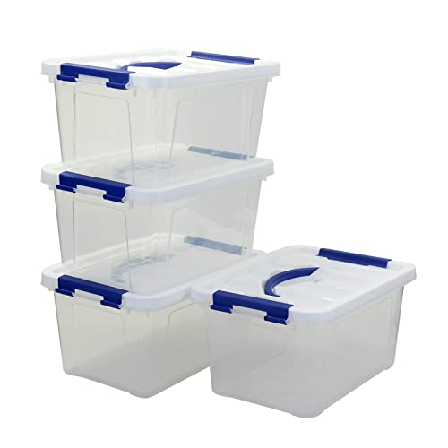 AnnkkyUS 4-Pack Clear Storage Box Tote, Plastic Bins with Lids, 6 Quarts