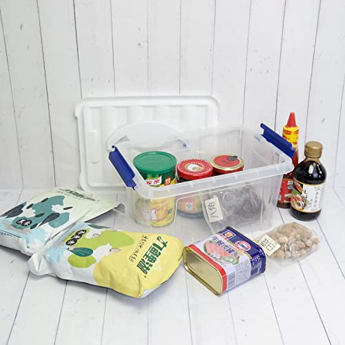 AnnkkyUS 4-Pack Clear Storage Box Tote, Plastic Bins with Lids, 6 Quarts