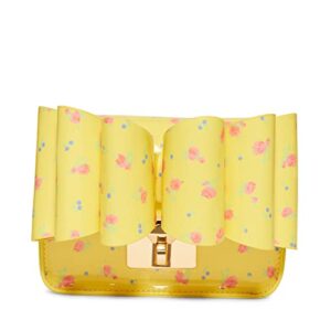 betsey johnson womens small bow flap crossbody, yellow