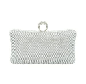 ro rox sophie vintage style sparkly glitter diamonte evening prom clutch handbag – silver