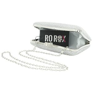 Ro Rox Sophie Vintage Style Sparkly Glitter Diamonte Evening Prom Clutch Handbag - Silver