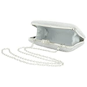 Ro Rox Sophie Vintage Style Sparkly Glitter Diamonte Evening Prom Clutch Handbag - Silver