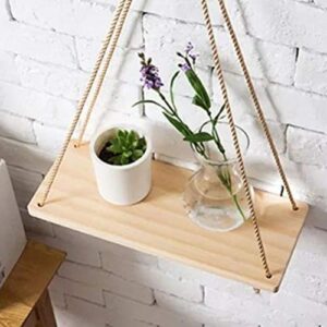 Cabilock 2 Pcs Rustic Floating Wall Shelves Wall Mounted Wood Shelf Spice Rack Flower Pot Sundries Organizer for Bathroom Office Laundry Kitchen S