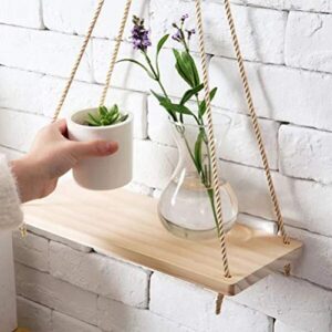 Cabilock 2 Pcs Rustic Floating Wall Shelves Wall Mounted Wood Shelf Spice Rack Flower Pot Sundries Organizer for Bathroom Office Laundry Kitchen S