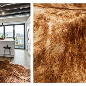 NativeSkins Large Faux Cowhide Rug - Sahara Sands (4.6ft x 6.6ft) - Cow Print Area Rug for a Western Boho Decor - Synthetic, Cruelty-Free Animal Hide Carpet with No-Slip Backing