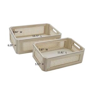 Woven Wooden Bamboo Basket,Rectangular Storage Basket,Natural and Decorative, Arts and Crafts.