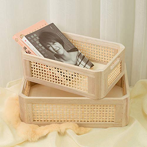 Woven Wooden Bamboo Basket,Rectangular Storage Basket,Natural and Decorative, Arts and Crafts.