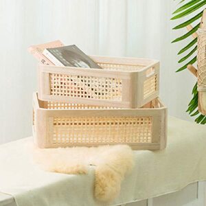 Woven Wooden Bamboo Basket,Rectangular Storage Basket,Natural and Decorative, Arts and Crafts.