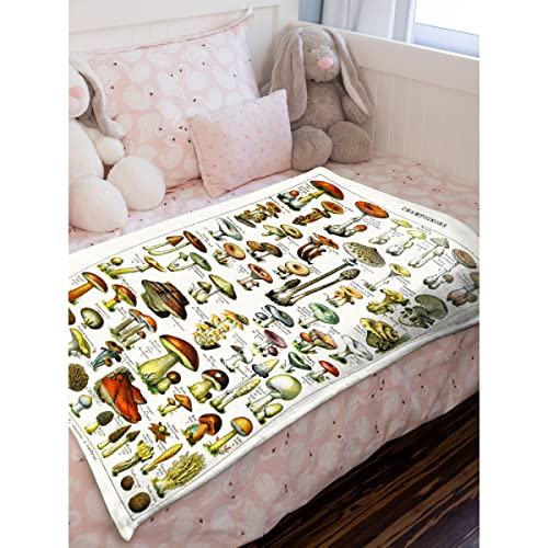 Avalokitesvara Vintage Edible Mushroom Flannel Blanket Super Soft and Warm for Bed Couch Sofa 80x60 Inch Twin Blanket for Adult